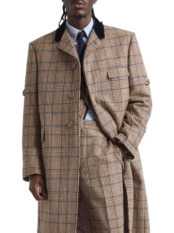 Thom Browne Hunting Tweed Chesterfield Coat - Dark Brown