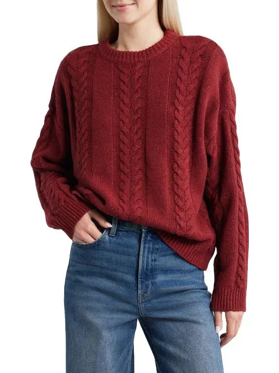 Topshop Oversized Cable Knit Sweater - Stone