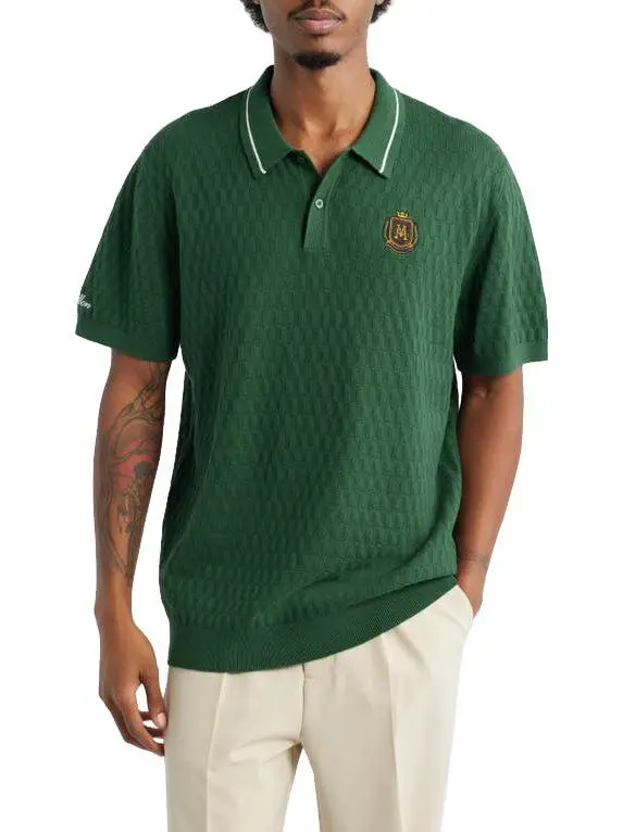 MALBON Crest Embroidered Polo - Myrtle