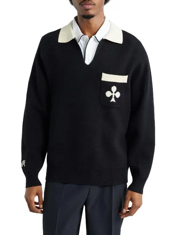 MALBON King Of Clubs Polo Sweater - Black