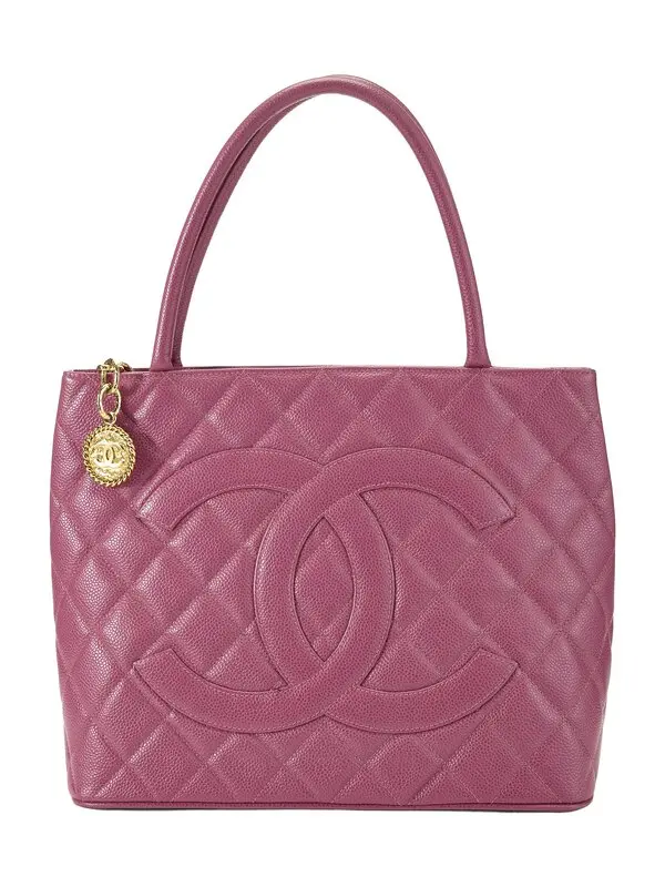 Chanel Quilted Caviar Medallion Tote - Purple