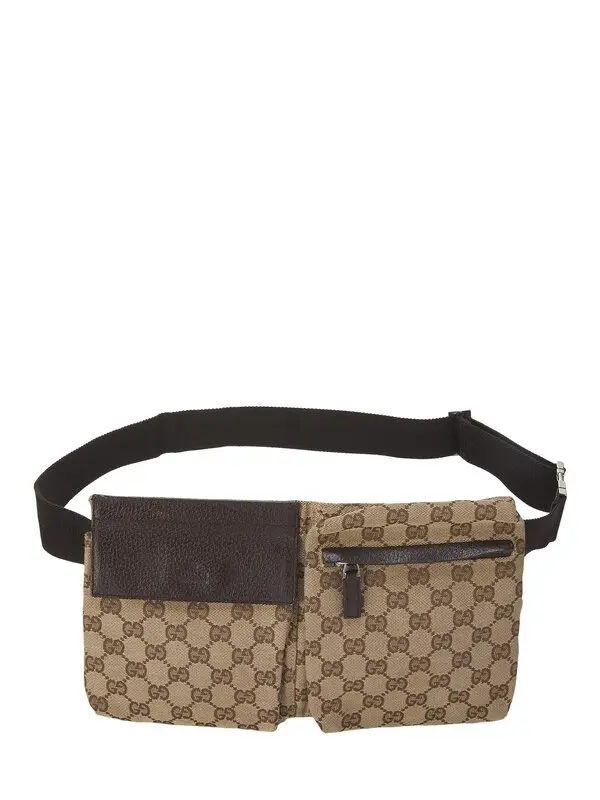 Gucci Original Gg Web Double Pocket Waist Pouch - Brown
