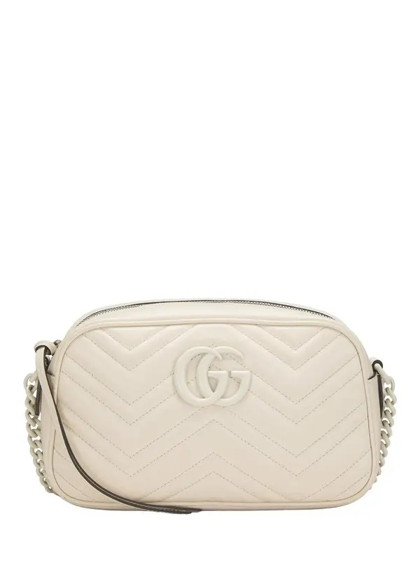 Gucci Leather Gg Marmont Crossbody Bag - White