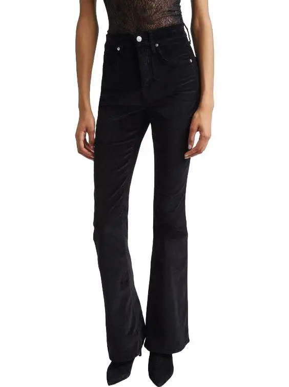Veronica Beard Beverly High-waist Velvet Flare Jeans - Black