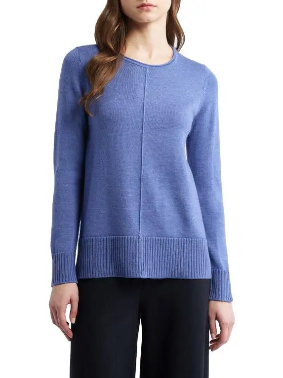 Eileen Fisher Crewneck Wool Sweater - Periwinkle