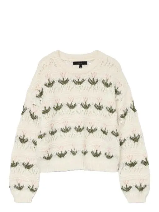 Vero Moda Embroidered Pointelle Sweater - Birch Detail W Pink