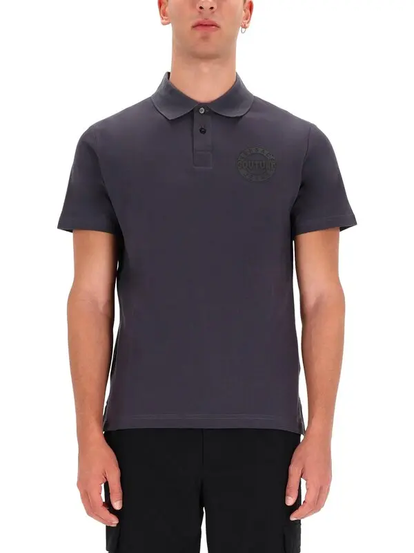 Versace Polo With Logo - Grey