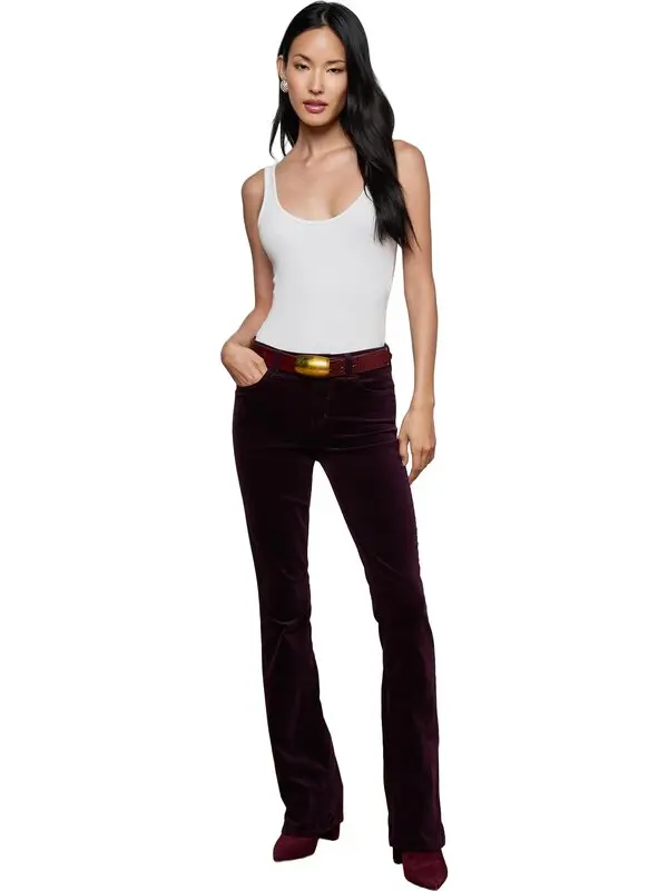 L'Agence Stevie Velvet Straight Leg Jeans - Dark Malbec
