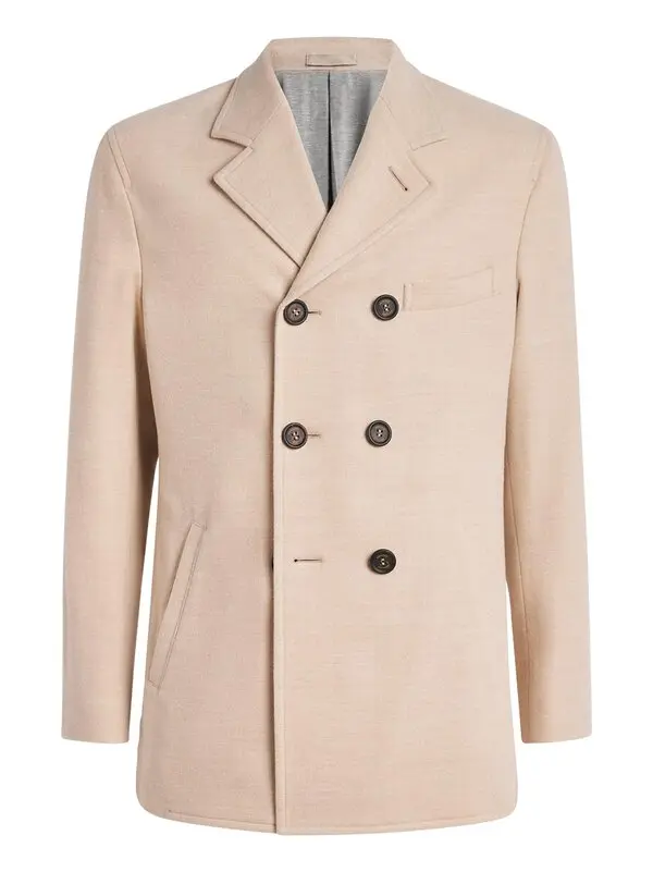 Eleventy Wool Double-breasted Pea Coat - Beige
