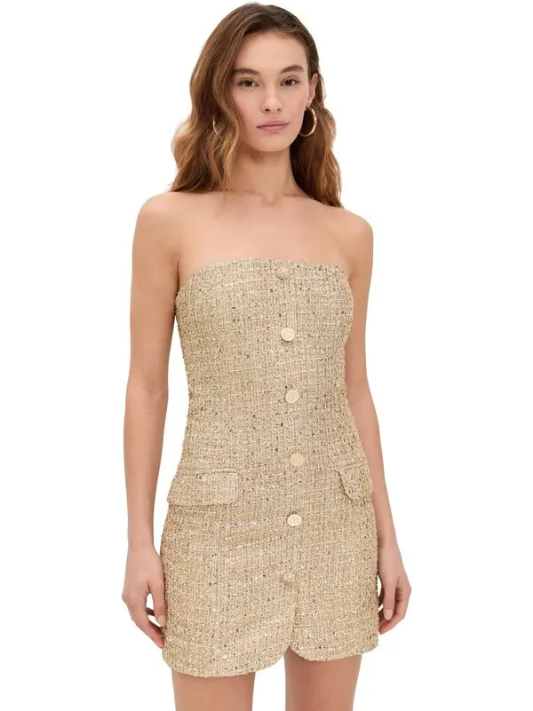 Alice + Olivia Madison Strapless Mini Dress - Pale Gold