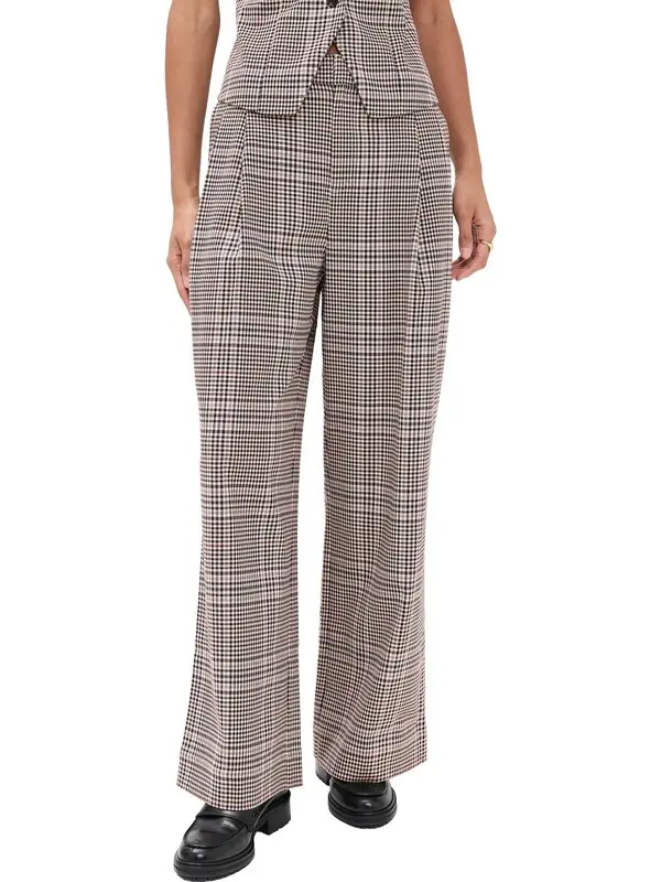 LE BOP Reese Pleated Pants - Tan Plaid