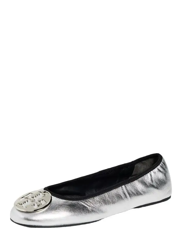 Tory Burch Reva Travel Ballet Flats - Silver