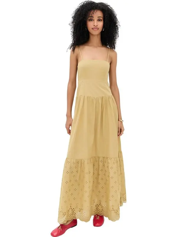 Playa Lucila Eyelet Hem Maxi Dress - Khaki