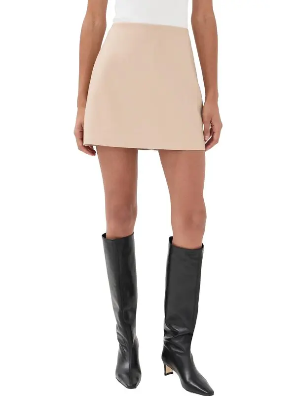 LE BOP Faux Leather Mini Skirt - Sand