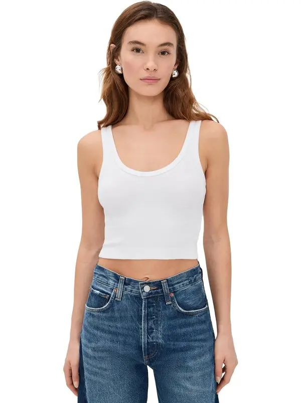 PERFECTWHITETEE Daisy Cropped Ribbed Tank - White