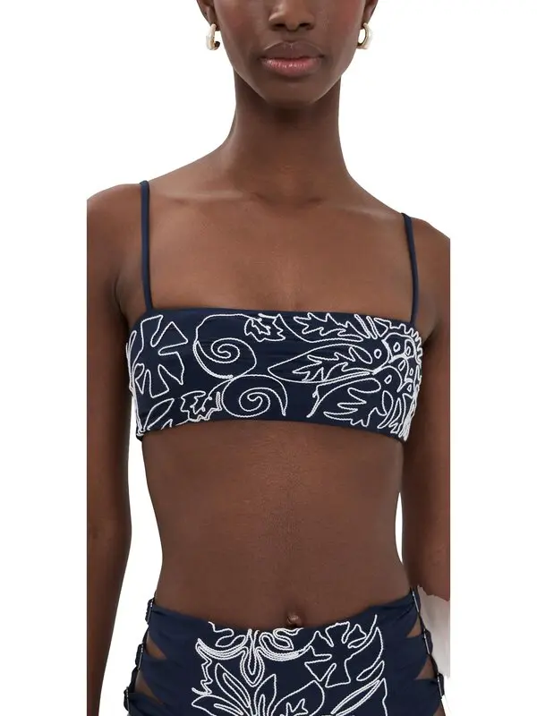 Agua Bendita Brietta Embroidered Bikini Top - Multicolor