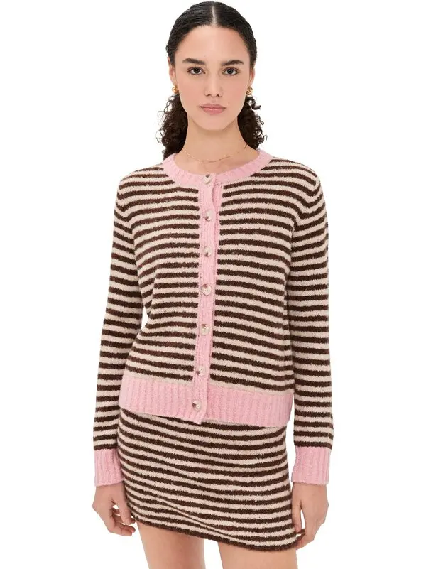 ANOTHER GIRL Stripe Cardigan - Chocolate/cream Stripe
