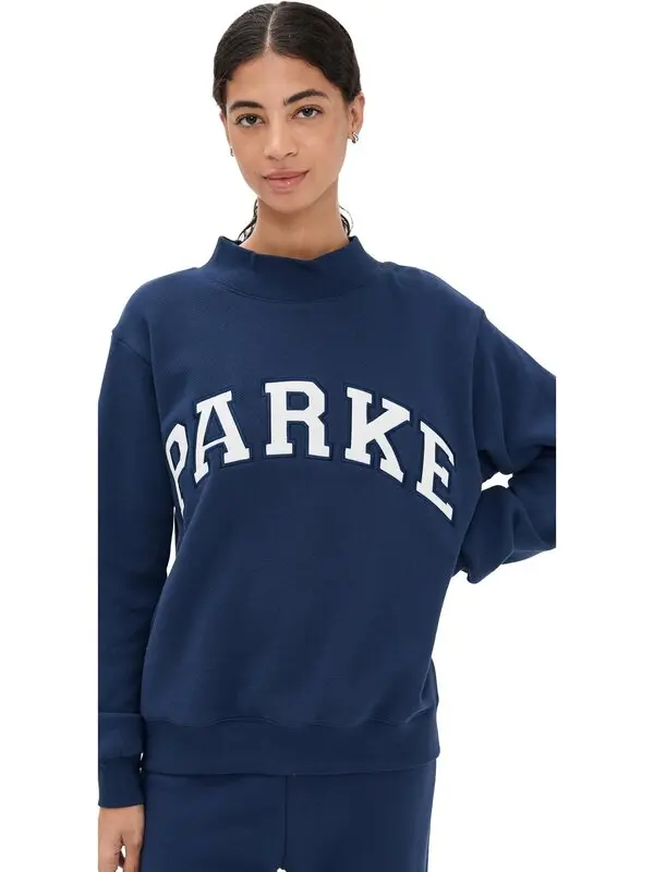 PARKE Varsity Mock Neck Sweatshirt - Denim