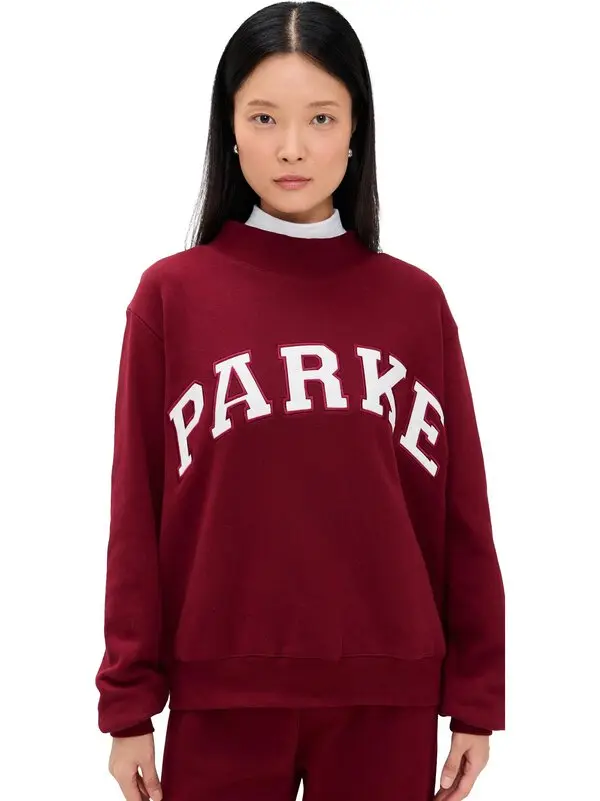 PARKE Varsity Mock Neck Sweatshirt - Maroon