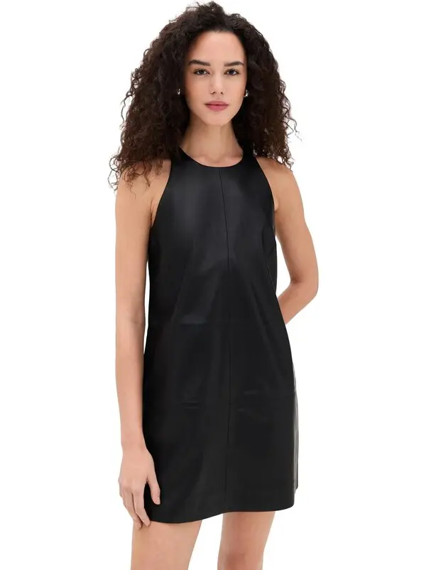 LE BOP Molly Faux Leather Mini Dress - Black