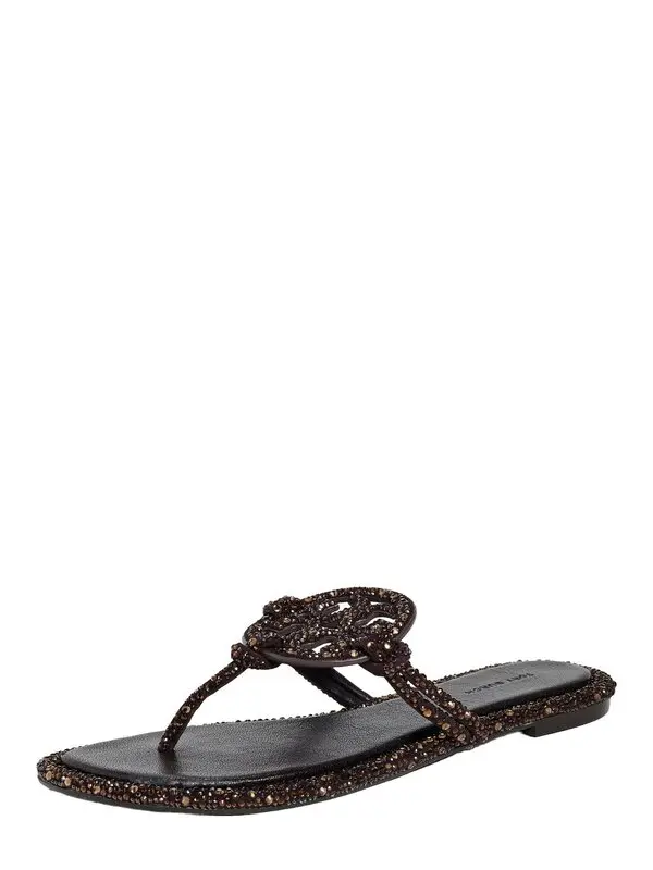 Tory Burch Miller Knotted Crystal Sandals - Cocoa