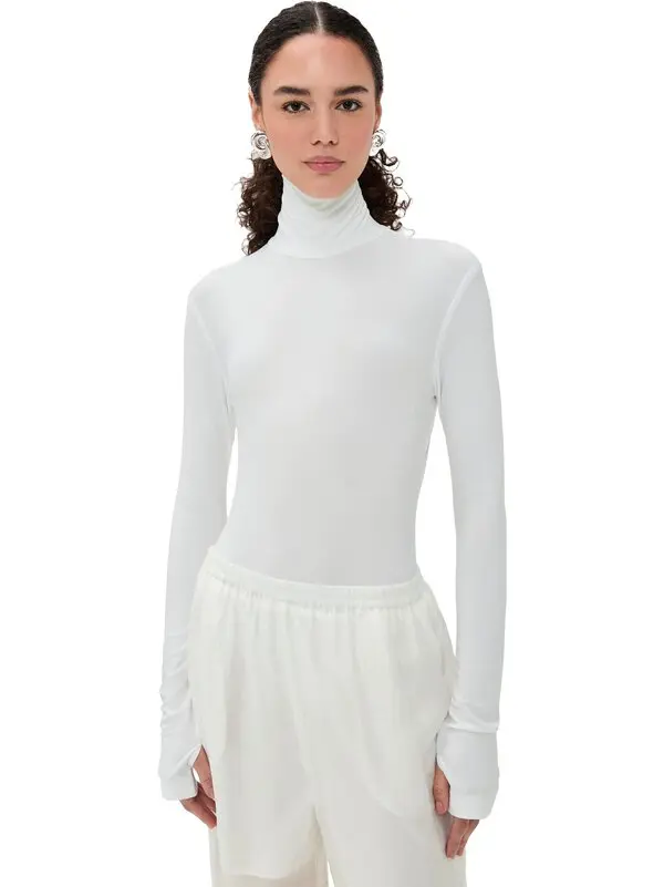 Norma Kamali Long Sleeve Turtle Bodysuit - Snow White