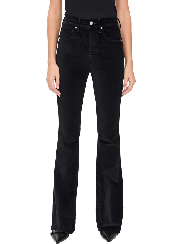 Veronica Beard Beverly Velvet Skinny Flare Jeans - Black