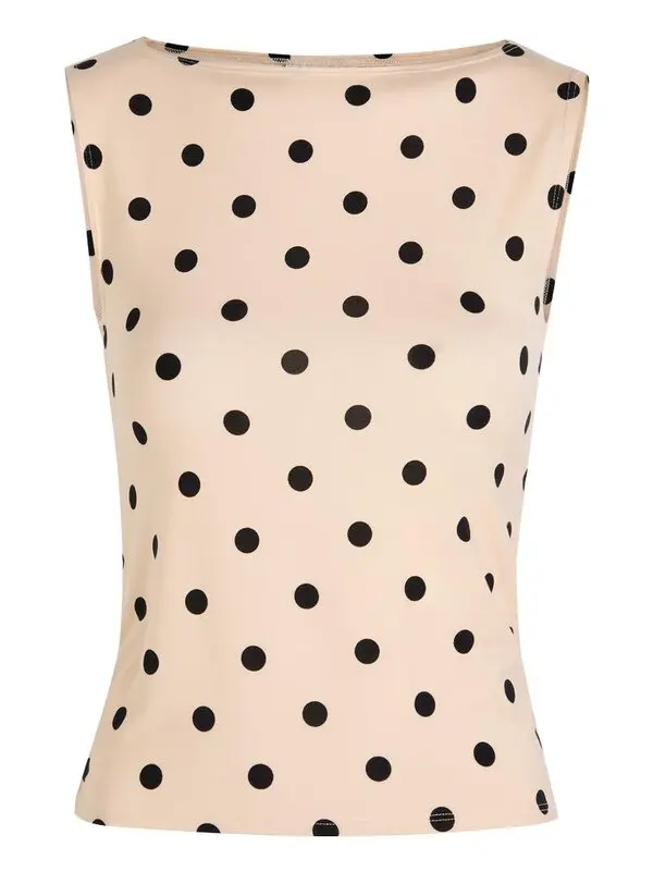 REFORMATION Dusk Polka Dot Jersey Tank - White