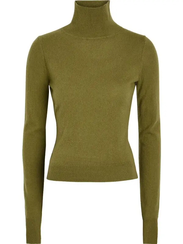REFORMATION Jett Cashmere Turtleneck Top - Green