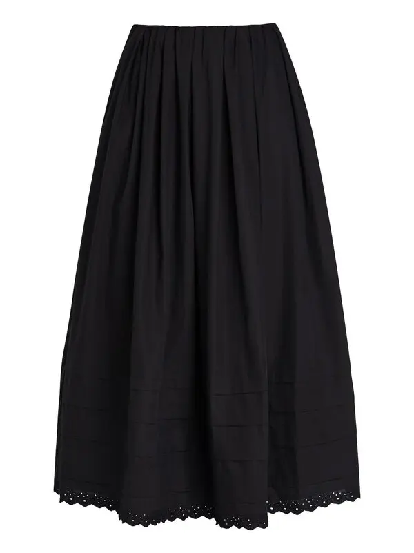 Faithfull The Brand Ruth Broderie-anglaise Cotton Midi Skirt - Black