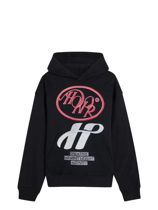 HONOR THE GIFT Printed Hooded Cotton Sweatshirt - Black