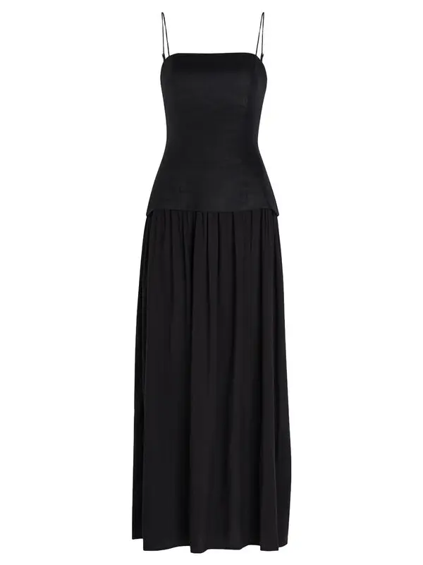 Faithfull The Brand Lenise Linen And Jersey Maxi Dress - Black