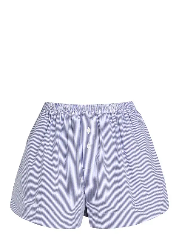 Faithfull The Brand Ionia Striped Cotton Shorts - Blue