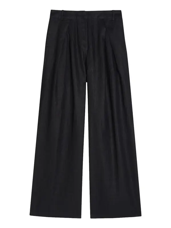 Faithfull The Brand Sofia Pleated Wide-leg Linen Trousers - Black