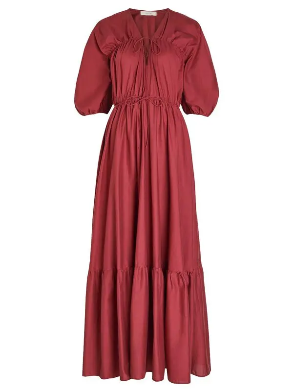 Faithfull The Brand Sigrid Drawstring Maxi Dress - Dark Pink