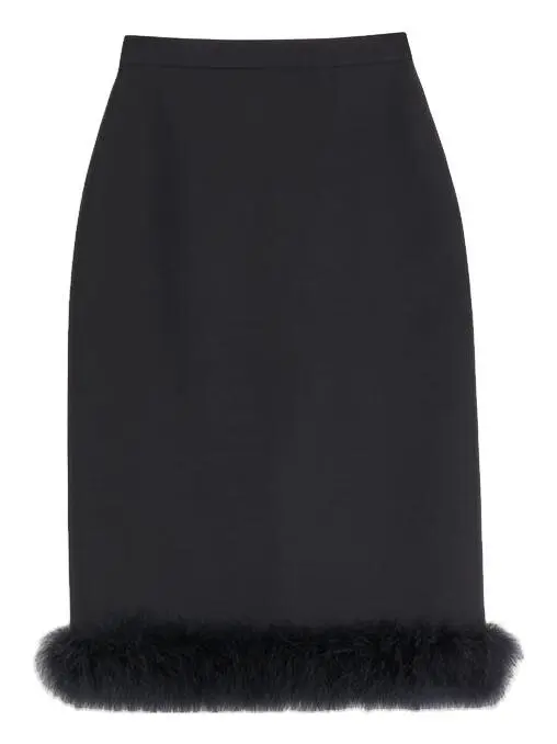 Valentino Garavani Crepe Couture Skirt With Feathers - Black