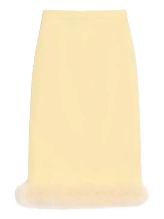 Valentino Garavani Crepe Couture Skirt With Feathers - Yellow
