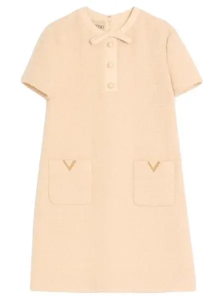 Valentino Garavani Curly Wool Short Dress With Bow - Birch