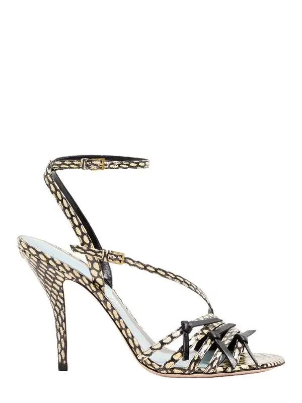 Valentino Garavani Nodine Elaphe 100mm Sandal - Ivory/black