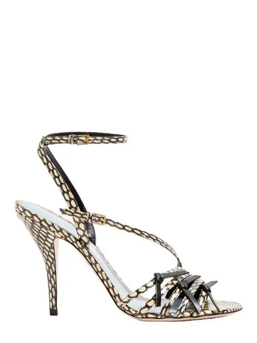 Valentino Garavani Nodine Elaphe 100mm Sandal - Ivory/black