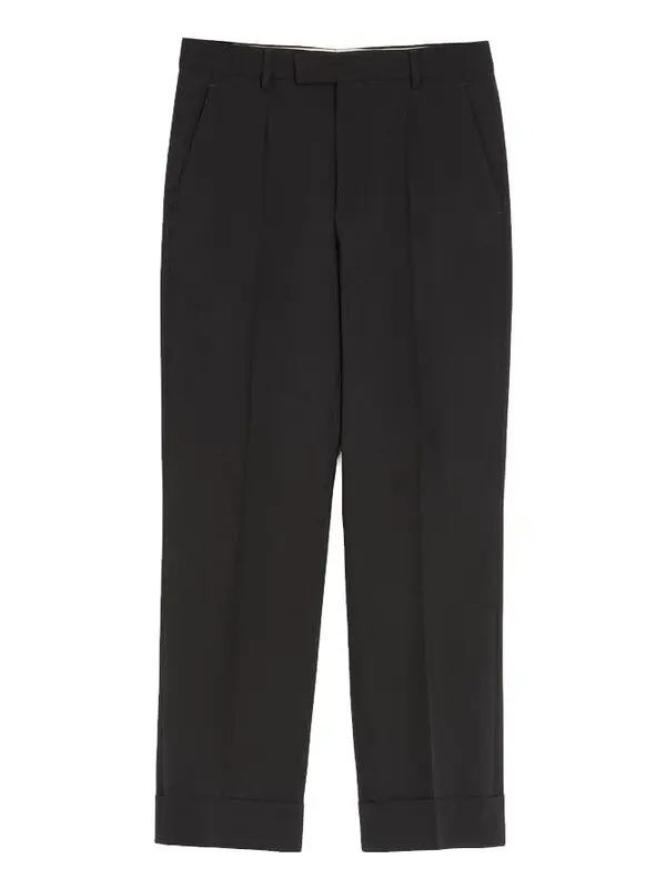 Valentino Garavani Wool Trousers With Turn-ups - Black