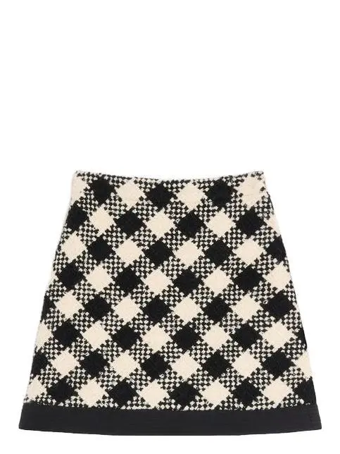 Valentino Garavani Damier Tweed Skirt - Birch/black