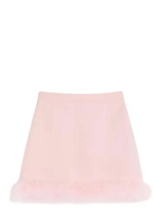 Valentino Garavani Short Crepe Couture Skirt With Feathers - Rose