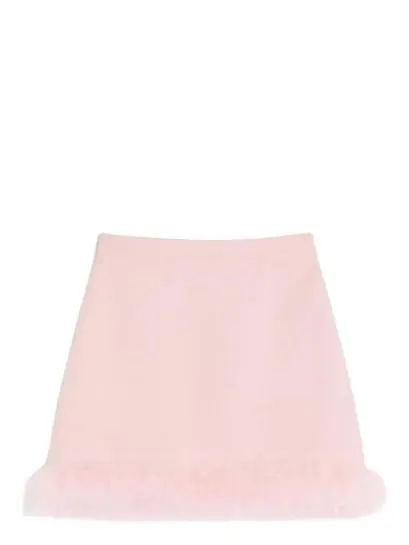 Valentino Garavani Short Crepe Couture Skirt With Feathers - Rose