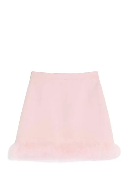 Valentino Garavani Crepe Couture Feather Trimmed Skirt - Rose