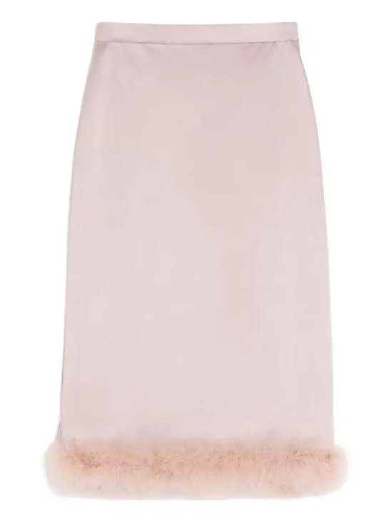 Valentino Garavani Satin Skirt With Feather Boa - Mauve