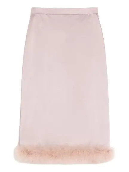 Valentino Garavani Satin Skirt With Feather Boa - Mauve