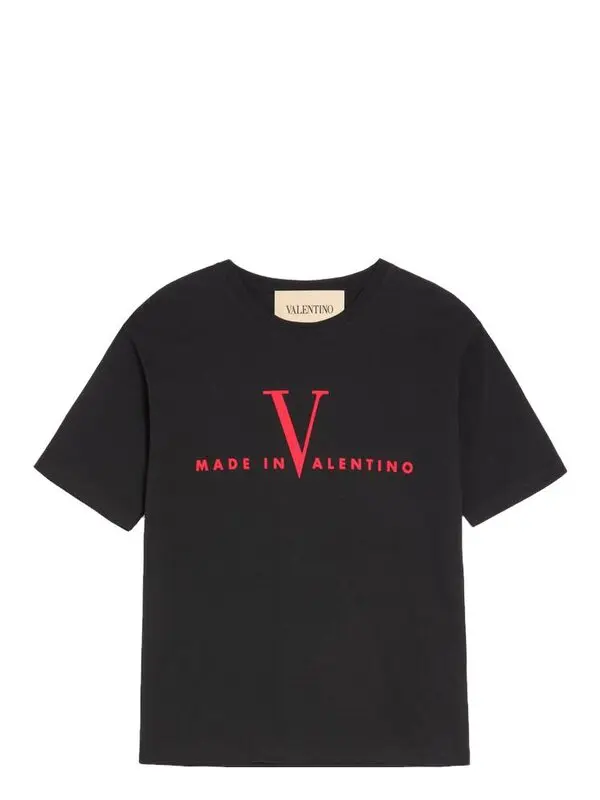 Valentino Garavani Cotton T-shirt With Made In Print - Black/red