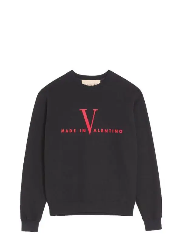 Valentino Garavani Cotton Crewneck Sweatshirt With Print - Black/red