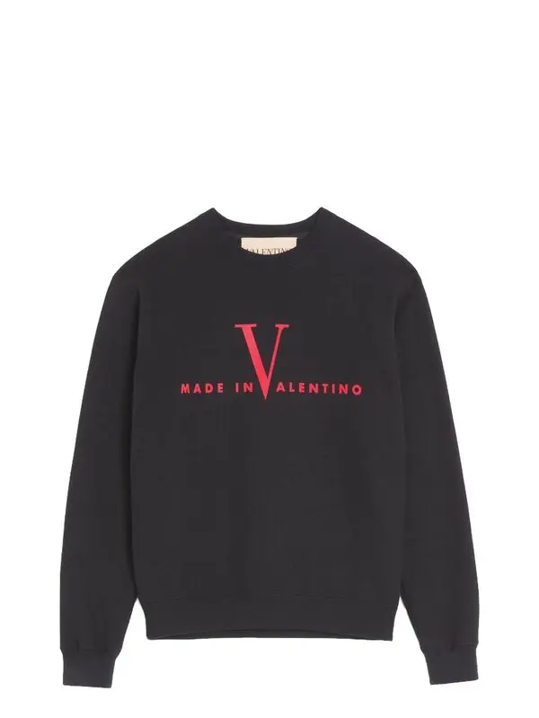 Valentino Garavani Cotton Crewneck Sweatshirt With Print - Black/red